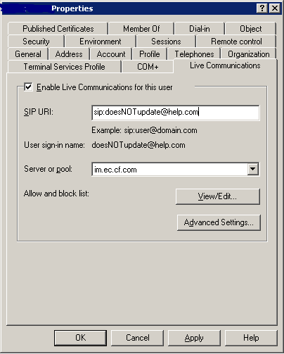 Solved: Amending SIP Address in AD | Experts Exchange