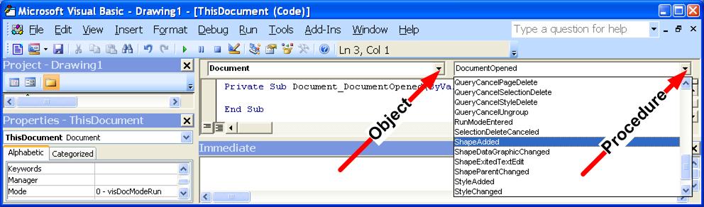 Visio Event Detection Of Shape Added And Shape Deleted Written In Vba