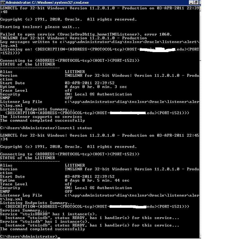 Solved: Oracle Listener not available error | Experts Exchange Solved: Oracle Listener not available error | Experts Exchange
