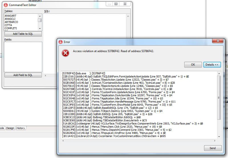 Solved: Delphi 2010 + Firebird 2.5 + IBX: crash the IDE | Experts Exchange