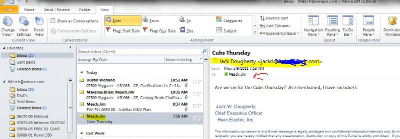 Solved: Outlook 2010 - Inbox Display - Recipient | Experts Exchange