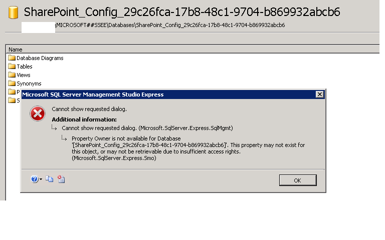 Solved: Cannot change owner name for Sharepoint internal database | Experts Exchange