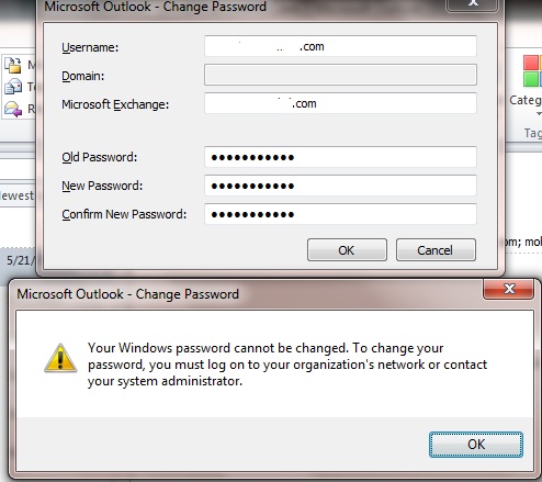 Solved: need to change an expired password from outlook | Experts Exchange