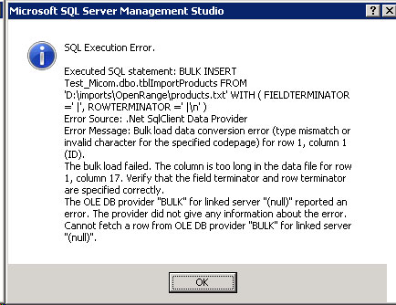 Solved: Bulk Import Data Into SQL table from pipe delimited | Experts Exchange