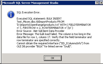 Solved: Bulk Import Data Into SQL table from pipe delimited | Experts Exchange