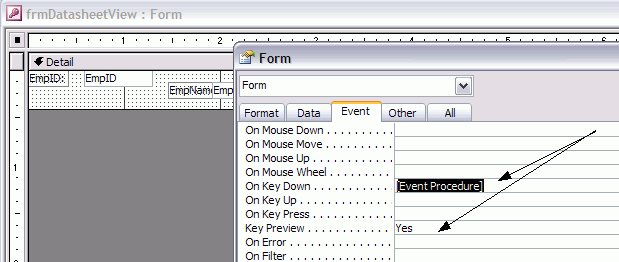 Solved: Access Continuous Form - Way to use Down Arrow Key instead of tabbing? | Experts Exchange