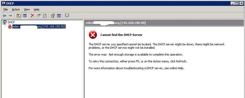 Solved: Can not find the DHCP server | Experts Exchange