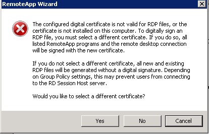 Solved: The configured digital certificate is not valid for RDP files ...