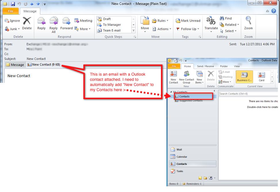 Solved: VBA to Add Contact card to Address book automatically | Experts Exchange
