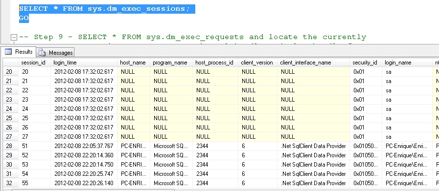 Solved: sys.dm_exec_sessions | Experts Exchange