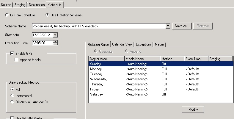 Solved: Arcserve custom GFS rotation scheme | Experts Exchange