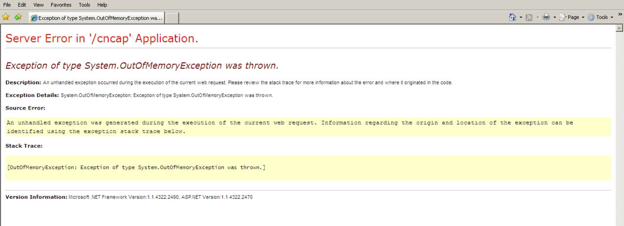 Solved: Out Of Memory W3WP.EXE | Experts Exchange