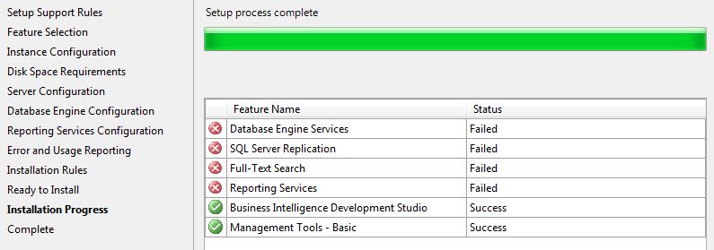 Solved: SQL server express 2008 installation failed | Experts Exchange
