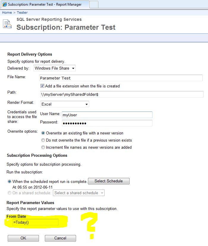 Solved: SSRS Date Parameter Problem On Subscription report | Experts ... Solved: SSRS Date Parameter Problem On Subscription report | Experts ...