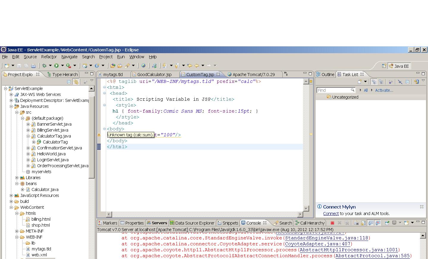 Solved: JSP custom tag issues | Experts Exchange