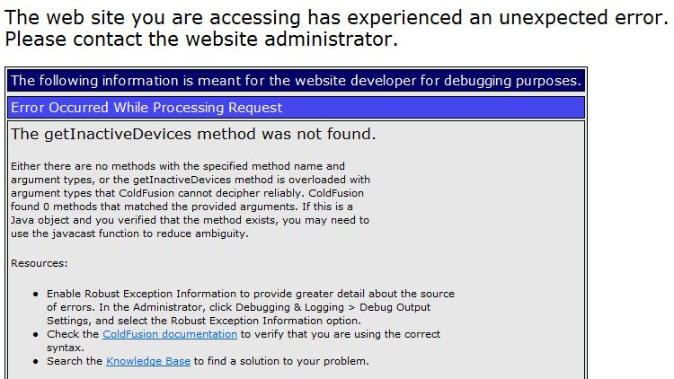 Solved: APNS getInactiveDevices() using ColdFusion and Java | Experts Exchange