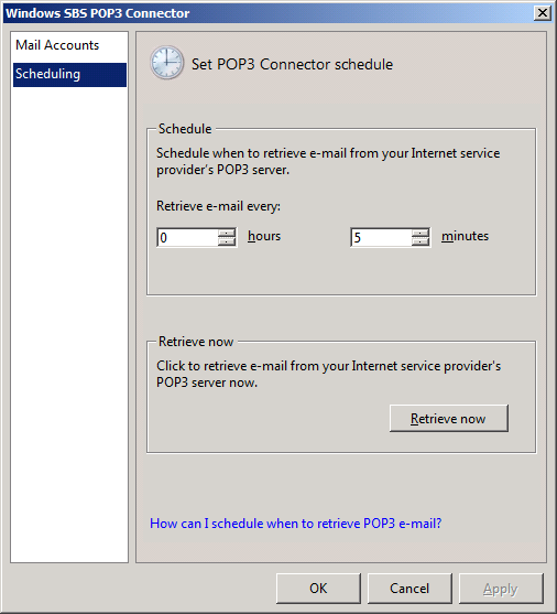Solved: SBS2011 POP3 Connector Schedule Adjustment | Experts Exchange