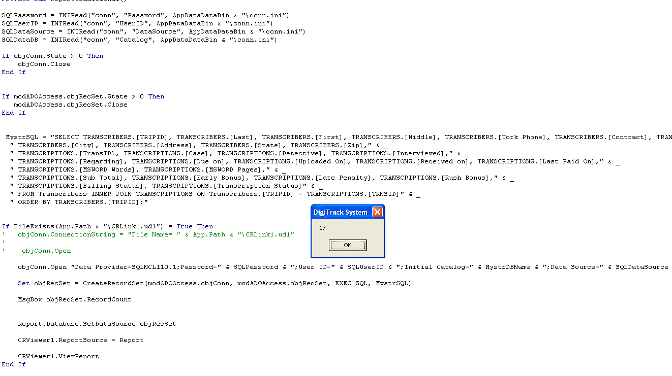 Solved: Crystal reports XI and VB6 & SQL Server2008 R2 | Experts Exchange