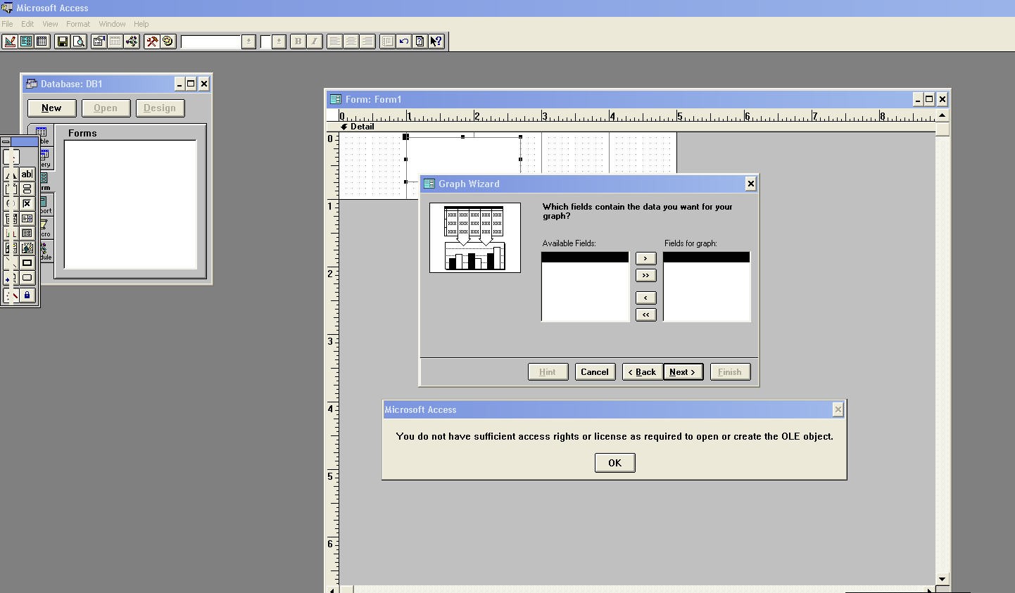Solved: Access Chart wizard ActiveX OLE rights problem | Experts Exchange