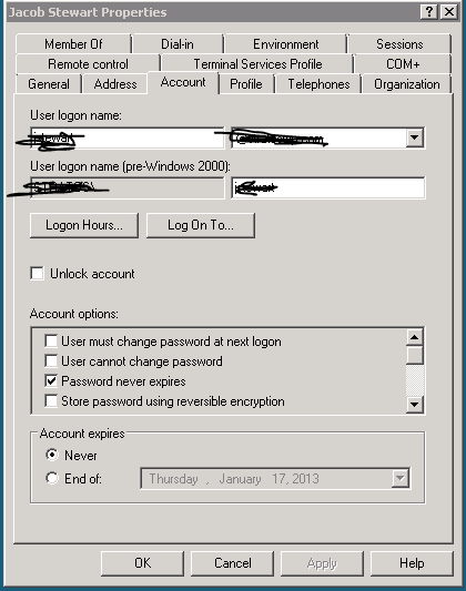 [SOLUTION] where to find hte "account locked" tickbox in ADAC, windows ...