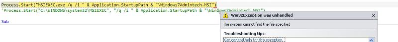 Solved: Process.Start MSIEXEC with Switches | Experts Exchange