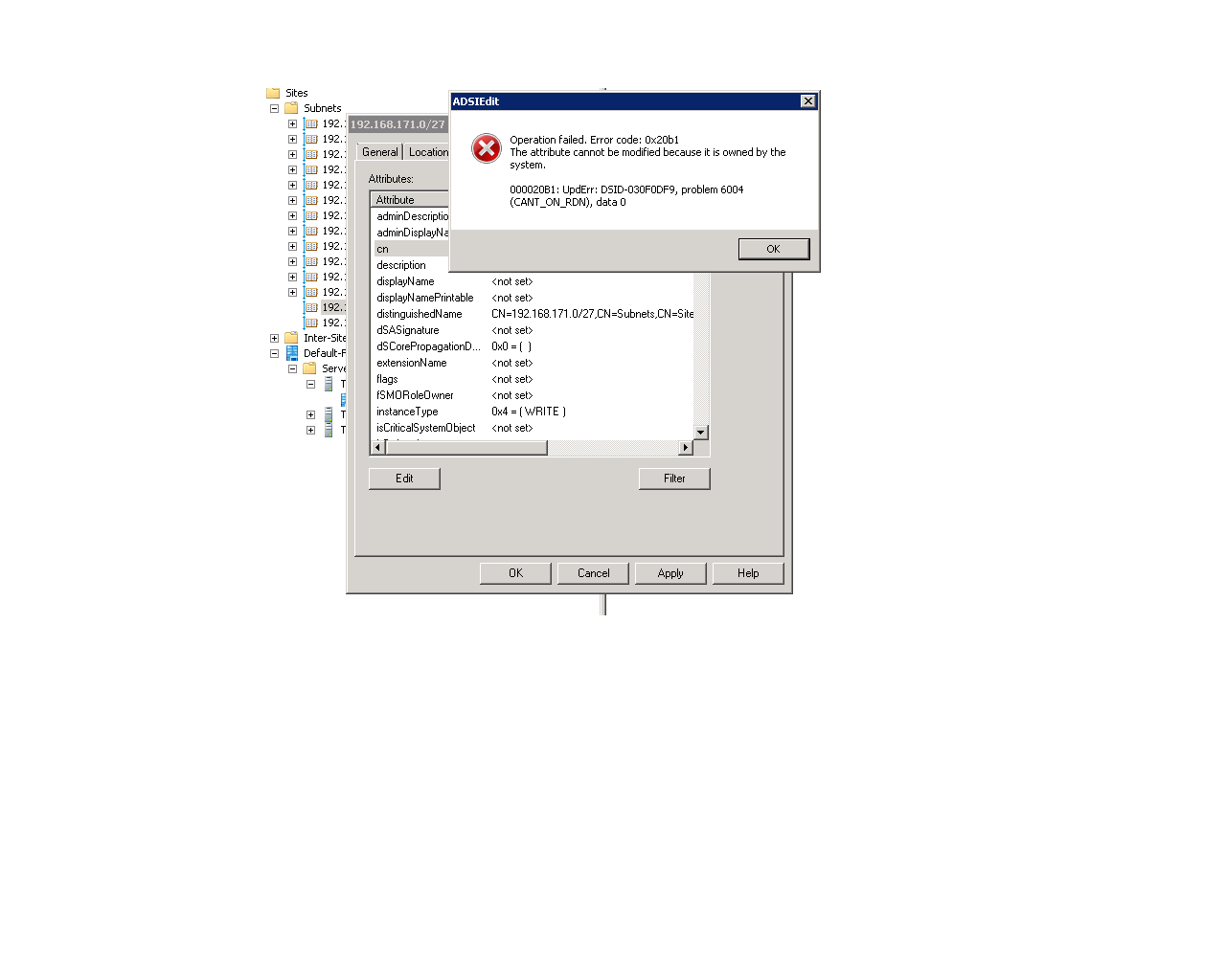 Solved: Subnet mask change in AD Sites and Services console | Experts ...