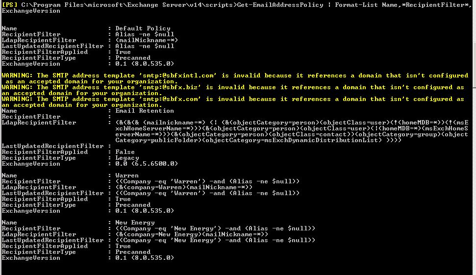 Solved: Upgrade Exchange Address Policies | Experts Exchange
