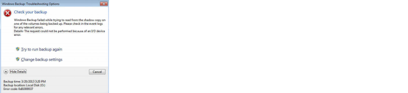 Solved: windows backup failed while trying to read from the shadow copy on one of the volumes ...