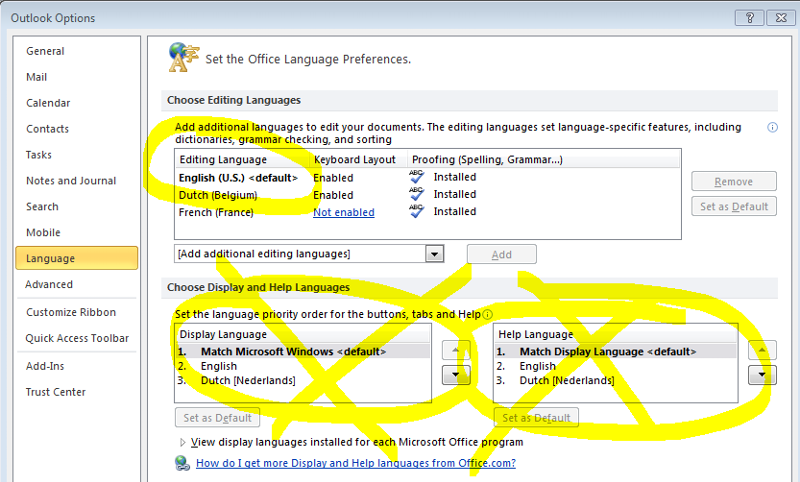 Language spelling in French in outlook 2010 Solutions | Experts Exchange