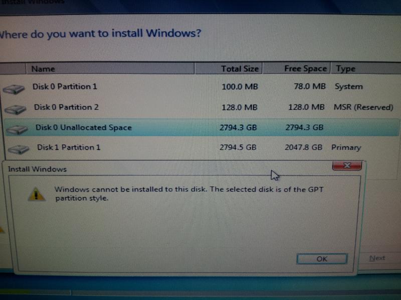 Solved: MBR to GPT for windows installation raid 1 array | Experts Exchange
