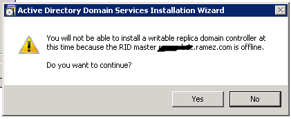 Solved: RID Master offline | Experts Exchange