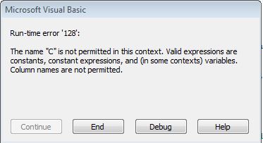 Solved: access front end to SQL database Visual Basic run time error ...
