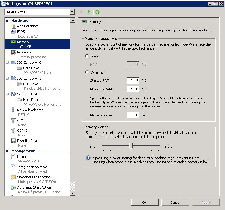Solved: Unable to start hyper-v VM after changes made in max dynamic memory | Experts Exchange