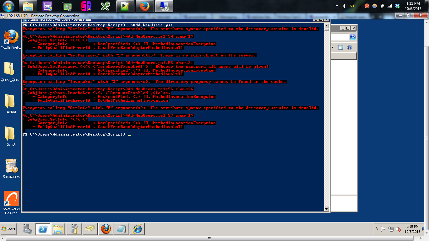 Solved: Adding Multiple Users into AD (Windows Server 2008 R2) With Powershell | Experts Exchange