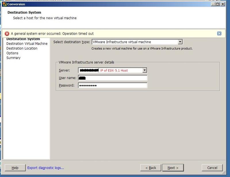 Solved Phisical To Virtual Conversion Operation Timed Out Experts