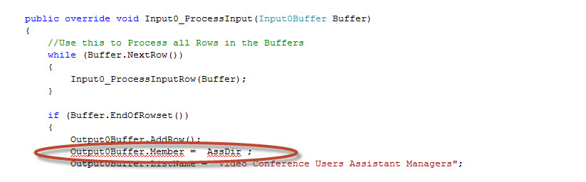Solved: Property or indexer 'Input0Buffer.OutputColumn' cannot be assigned to -- it is read only ...
