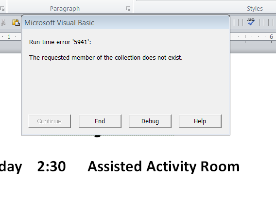 Solved: MS Word Runtime Error | Experts Exchange