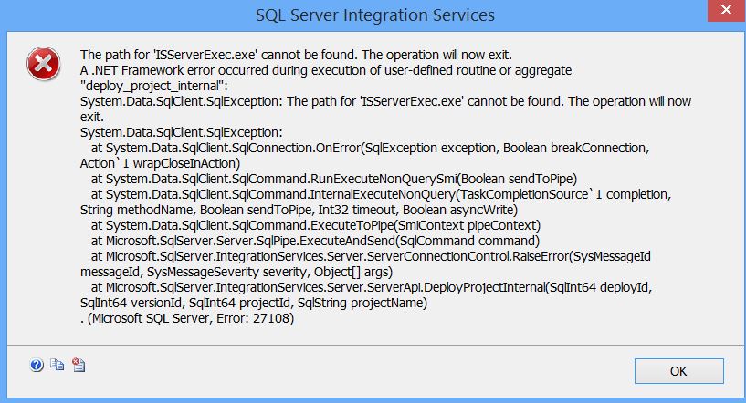 Solved Deploy Ssis Packages To Sql Server 2014 On Development Machine Isserverexecexe Cannot