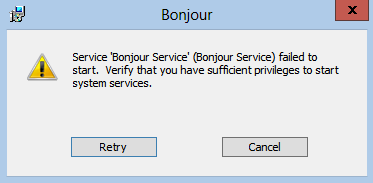 Solved: Bonjour Service failed to start | Experts Exchange