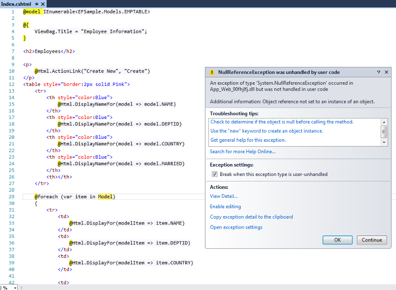 Solved Binding Stored Procedure In Aspnet Mvc And Entity Framework