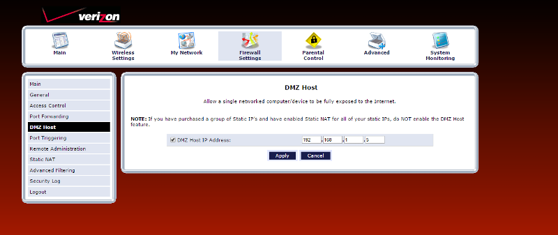 port forwarding for a device on port 80 with verizon fios actiontec ...
