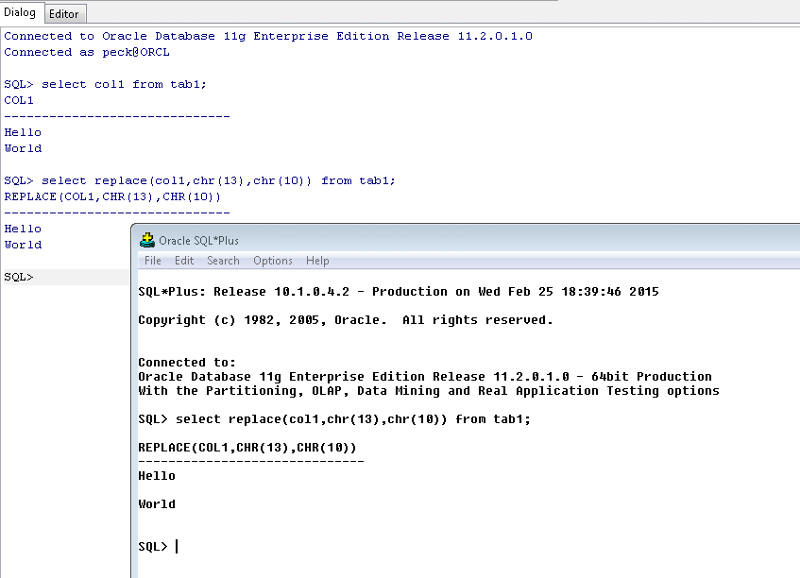 Solved: how to preserve a line break in Sql Plus ? | Experts Exchange