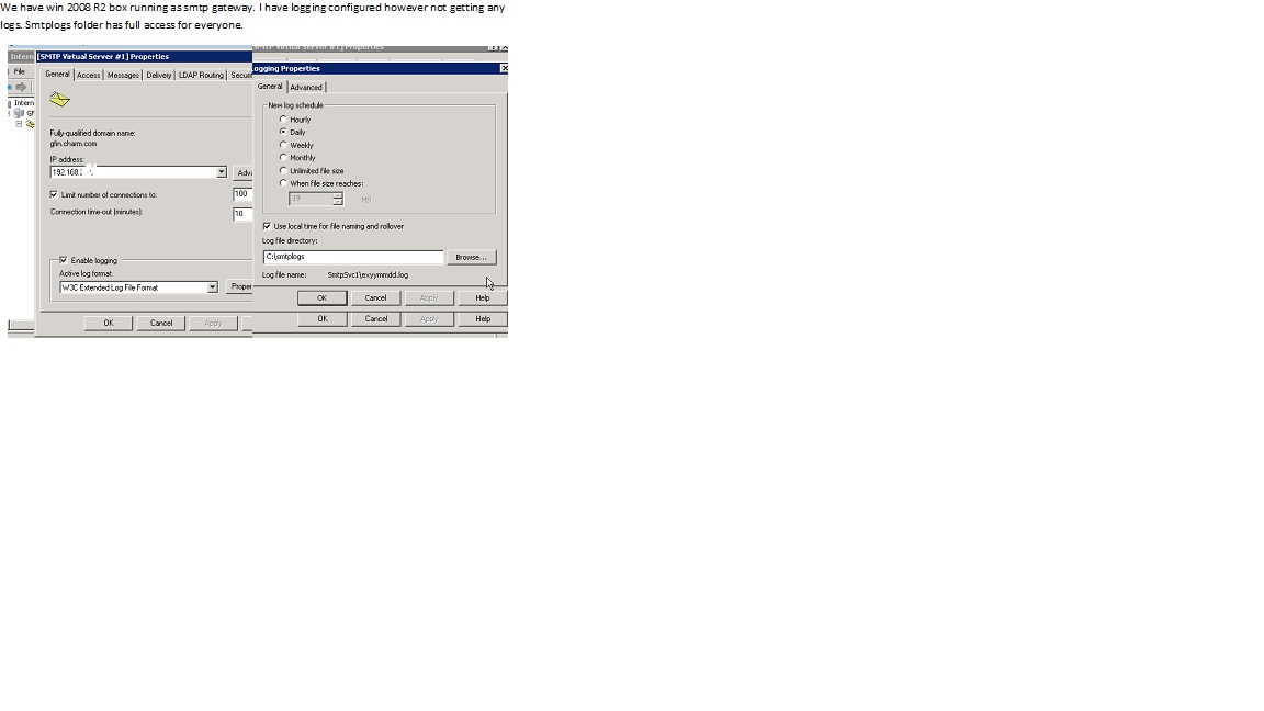 Solved: iis 7 smtp logs missing | Experts Exchange Solved: iis 7 smtp logs missing | Experts Exchange