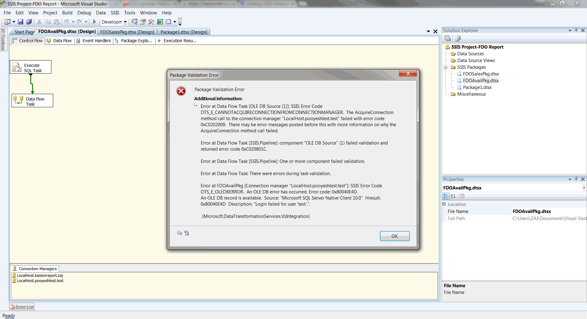 Solved: SSIS package wont run | Experts Exchange