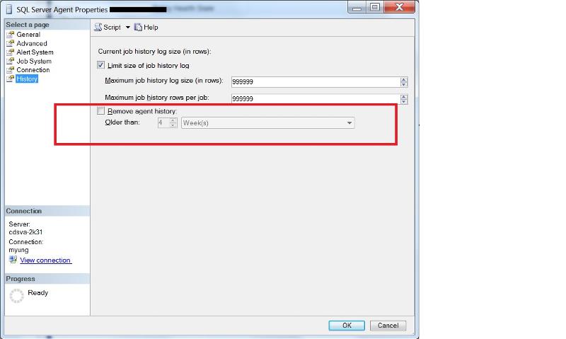Solved: SQL agency history setting | Experts Exchange