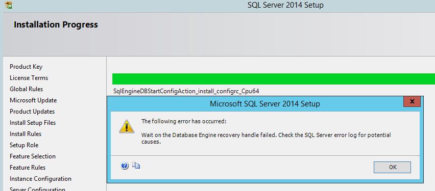 Solved: SQL Server 2014 Std install fails Solved: SQL Server 2014 Std install fails