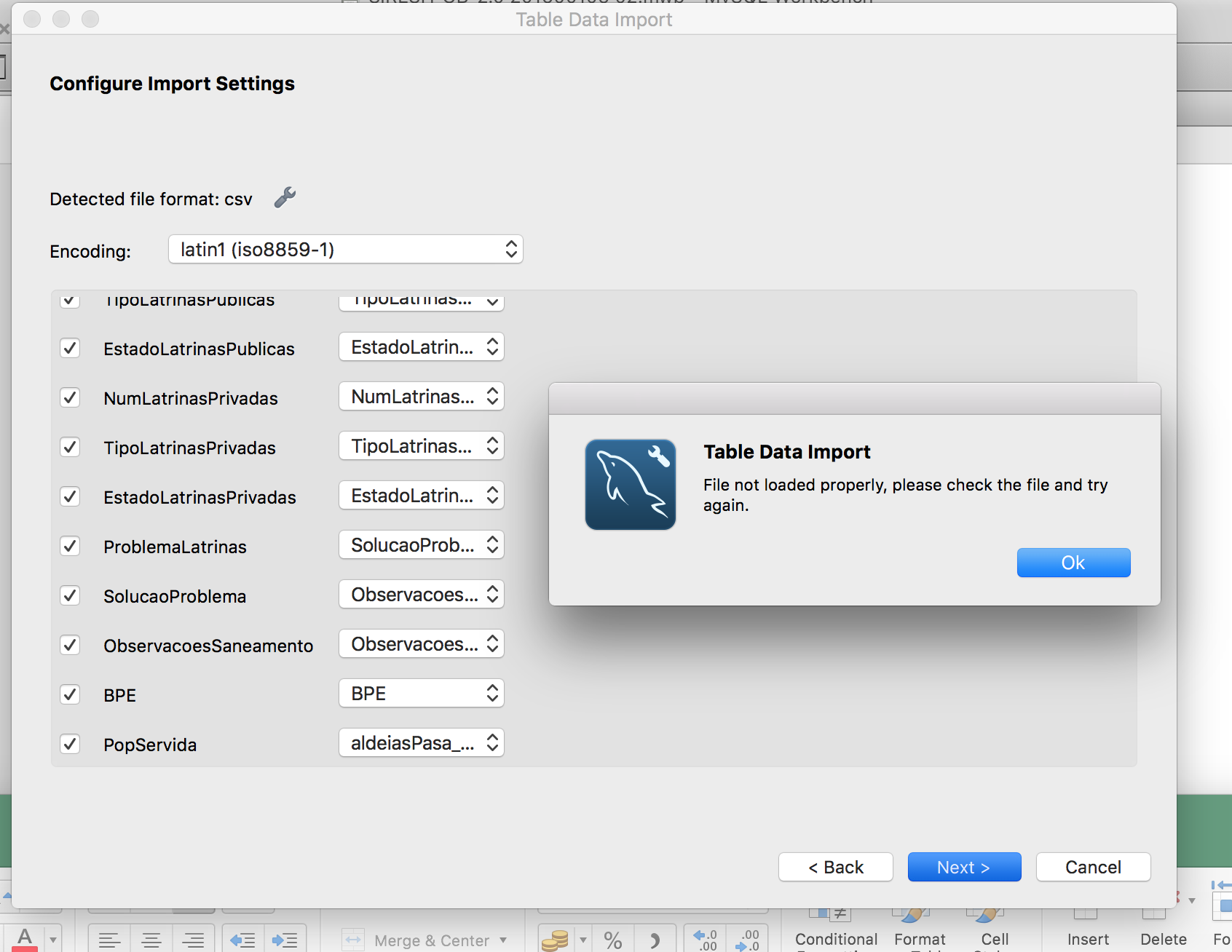 Solved: mysql unable to import xls table (workbench) | Experts Exchange