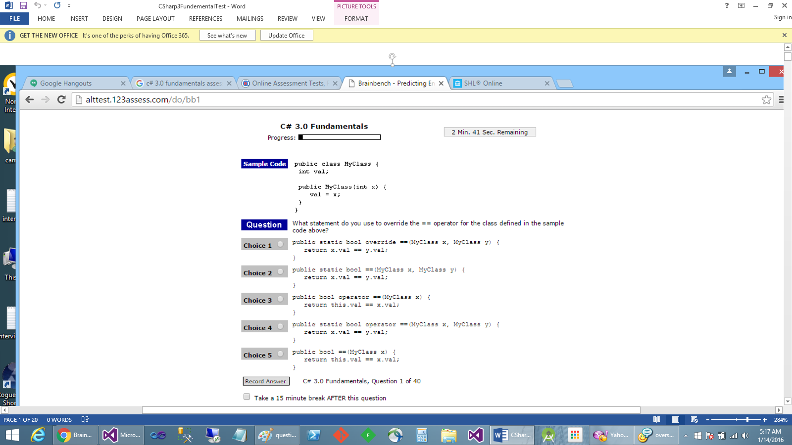 Solved: Brainbench C# question - operator override | Experts Exchange