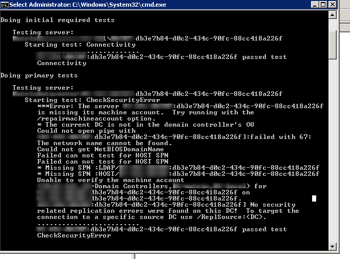 Solved: Domain Controller with missing machine account and SPN records | Experts Exchange