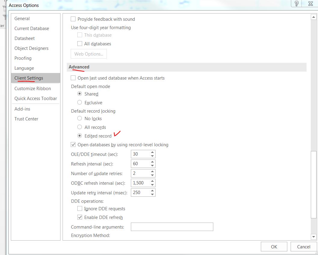 Solved: Access 2016 Record Locking Defaults to No Locks | Experts Exchange